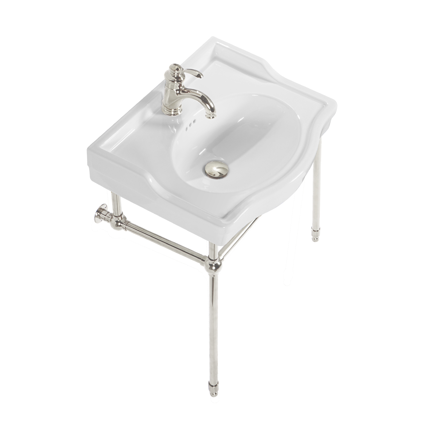 Bathroom 24 inches metal console sink with white rectangle vitreous ...