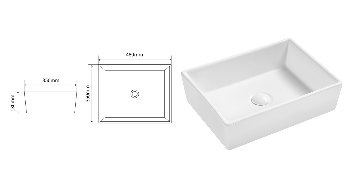 Pure white Ceramic 18 inches countertop bathroom vessel sink 48 cm ...