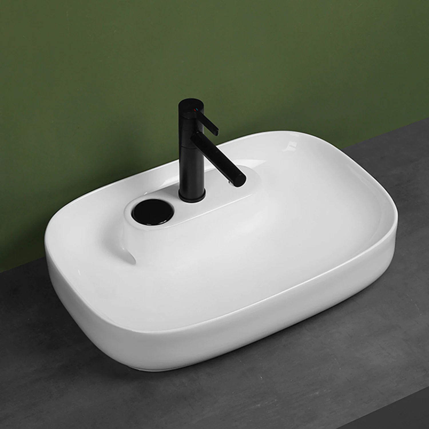 Elevated drain bathroom vessel sinks