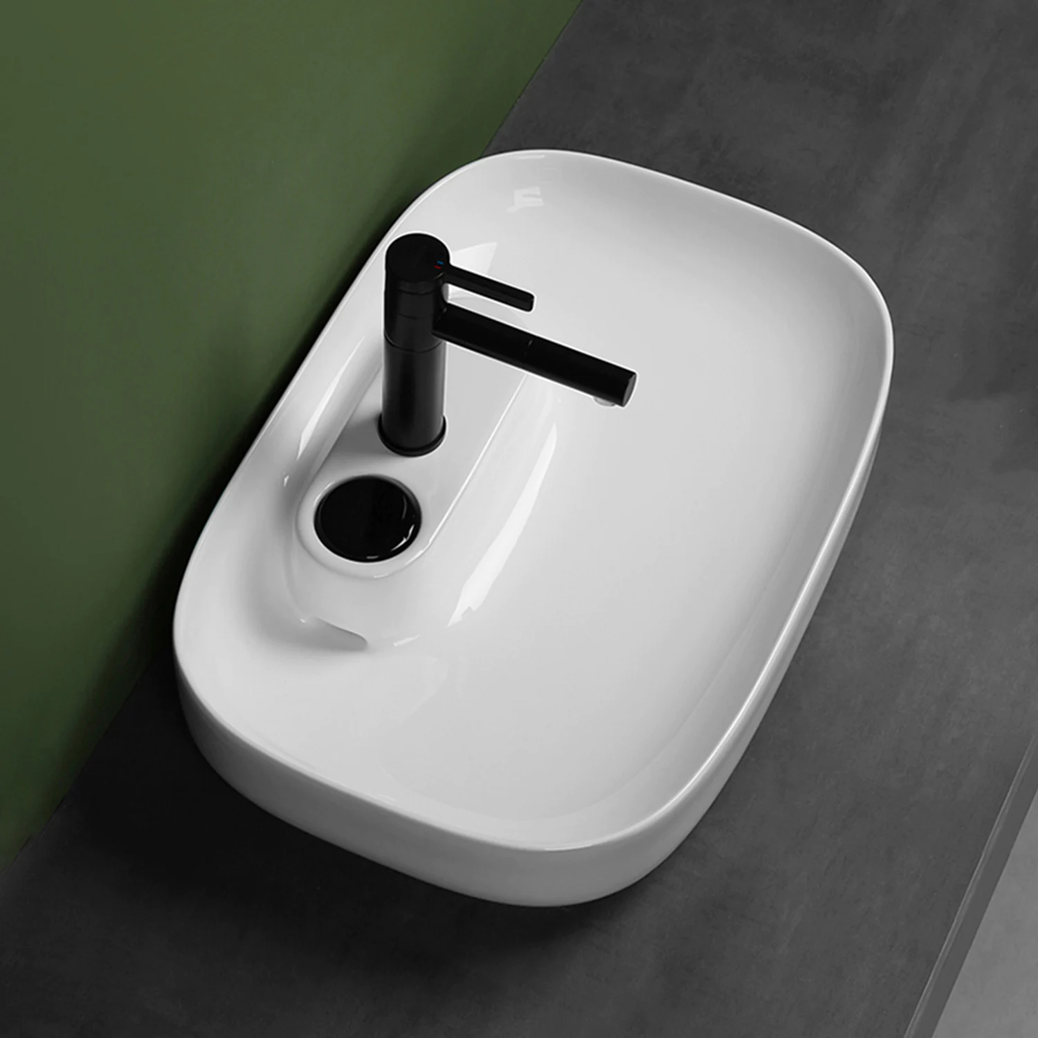 Elevated drain bathroom vessel sinks