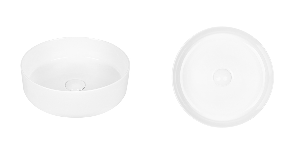 14-inch Bathroom premium Glossy White Ceramic Round Vitreous China ...